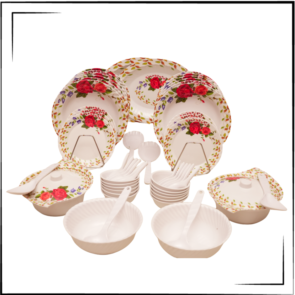 Mubarak Red Rose Dinner Set 56 Pieces – Famous Industries