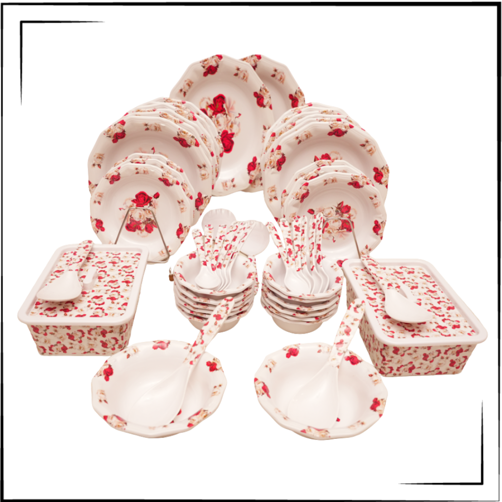 Peshawar Red Rose Dinner Set 56 Pieces – Famous Industries